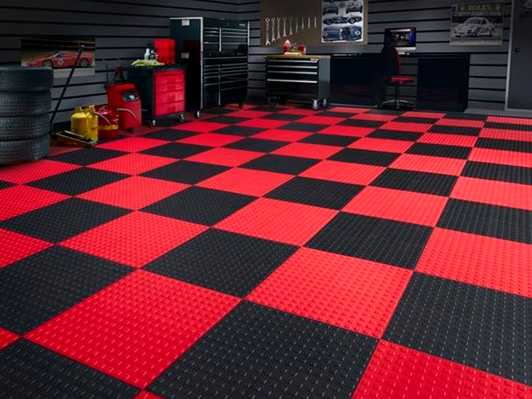 Piso Automotivo Modular Garagem Vermelho (01 M2)